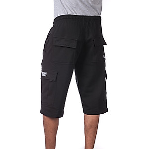 Pro Club Men's Fleece Cargo Short, Black, 4X-Large