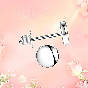 White Gold Plated Sterling Silver Dot Stud Earrings 3mm-10mm Options, Flat Round Disc Studs Hypoallergenic Jewelry (5mm)