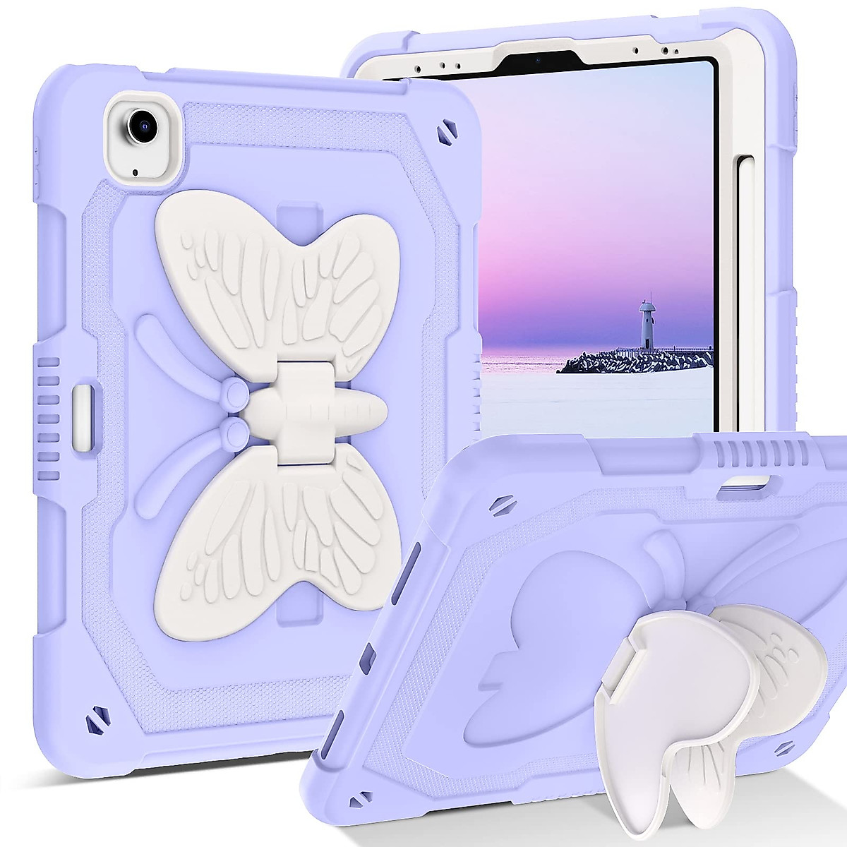 BENTOBEN for iPad Air 5th/4th Generation Case, for iPad Pro 11 inch Case 2021/2020/2018 with Pencil Holder 2 in 1 Heavy Duty Rugged Shockproof Kickstand Hybrid Protective Tablet Cover, Purple