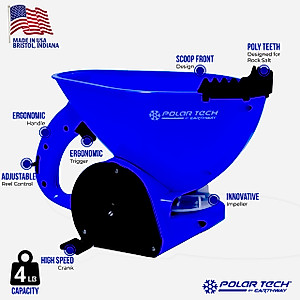 EarthWay Polar Tech 94014 4 LB Ice Melt Hand Spreader with Built-in Ergonomic Trigger for Comfort and Adjustable Reel Control and Sealed Gearbox and High-Speed Crank