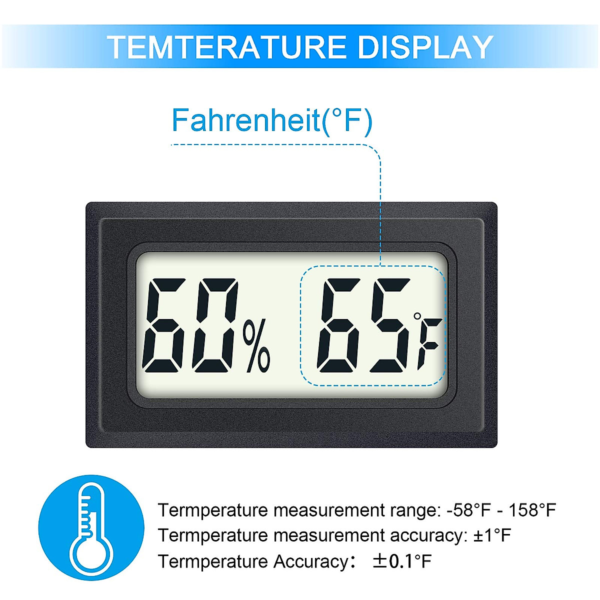 Mini Digital Thermometer 2-Pack Hygrometer Indoor Humidity Monitor Temperature Humidity Gauge Meter with Fahrenheit (℉) for Humidors, Greenhouse, Garden, Cellar, Closet, Fridge Etc by DWEPTU