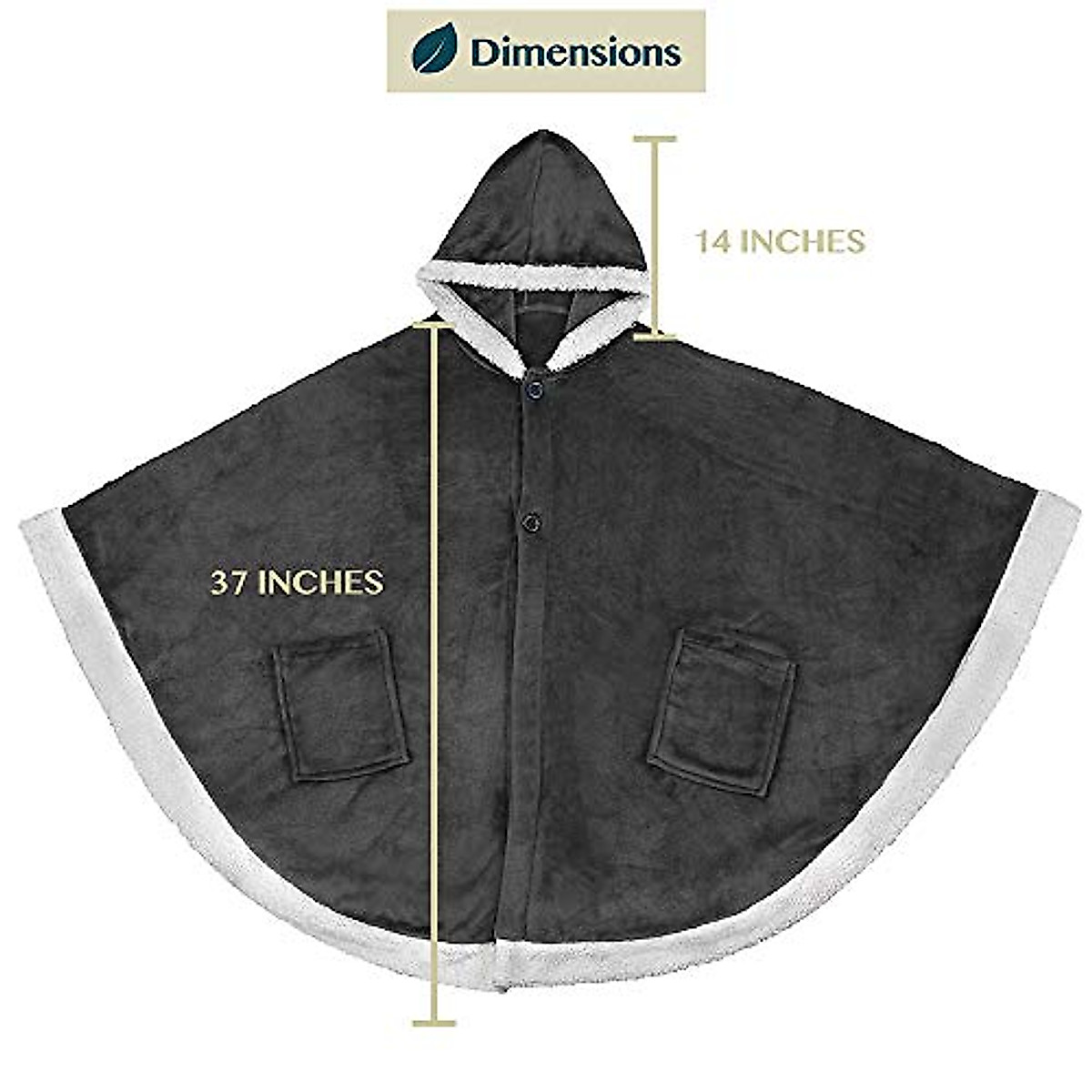 PAVILIA Angel Wrap Hooded Blanket | Poncho Blanket Wrap with Soft Sherpa Fleece | Wearable Blanket Throw Gift with Hood Pockets Cape | Plush Warm Shawl Cozy Gifts for Women Wife (Gray)