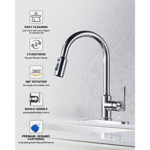 WOWOW 3 Hole Widespread Bathroom Faucet Chrome Bathroom Sink Faucets 2 Handle Bath Faucet 8 inch and Kitchen Faucets with Pull Down Sprayer