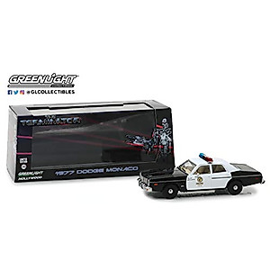 Greenlight 1977 Dodge Monaco Metropolitan Police The Terminator (1984) Movie 1/43 Die-cast Model Car 86534, Black/White