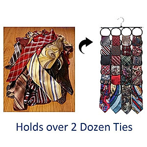 Marcus Mayfield Men's Tie Rack, The No Snags, Best Space Saving, Tie & Scarf Hanger for Ties, Scarves & Accessories | Closet Organizer & Holder | Stores Over 2 Dozen Ties (1-Black)