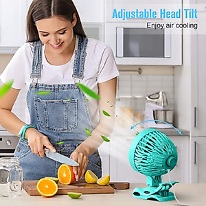 Small Clip on Fan - Personal USB Fan CVT Speeds and Strong Clamp, Adjustable Tilt, Quiet Operation, 6 Inch Desk Fan for Office Bed Treadmill Stroller - USB Cord Plug in Powered