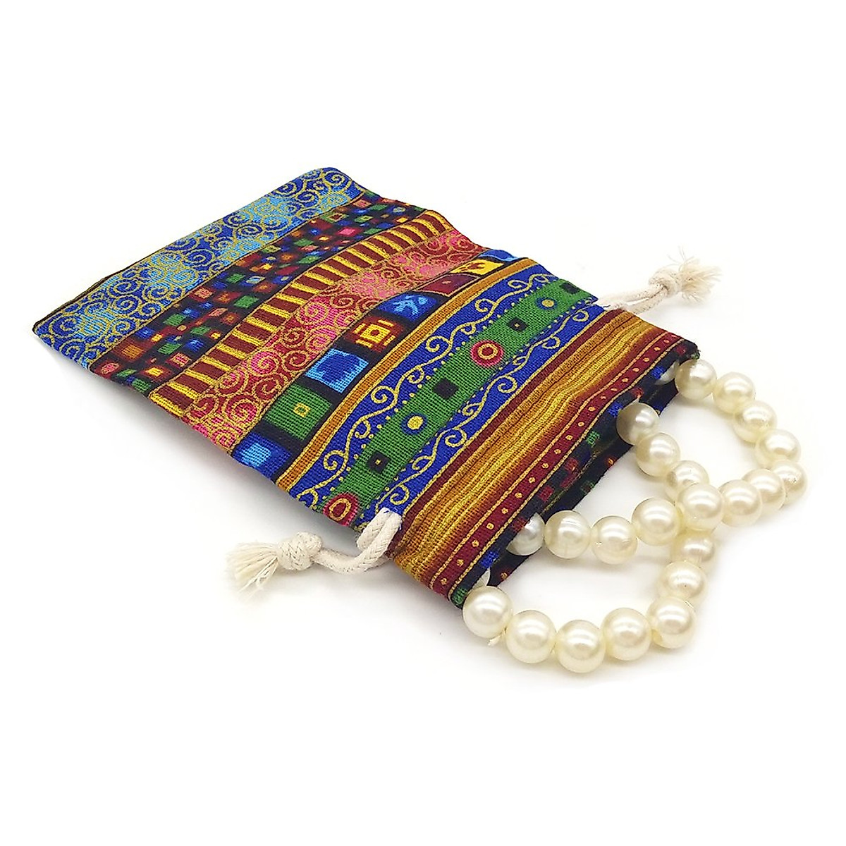 12pc Egyptian Style Jewelry Coin Pouches Aztec Print Drawstring Gift Bag Party Accessories Brocade Cotton Sachet Candy Present Pouch Travel Purse Ethnic (12)