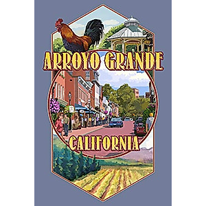 Arroyo Grande, California, Town Montage, Contour (Canvas Deluxe Tote Bag, Faux Leather Handles & Zip Pocket)