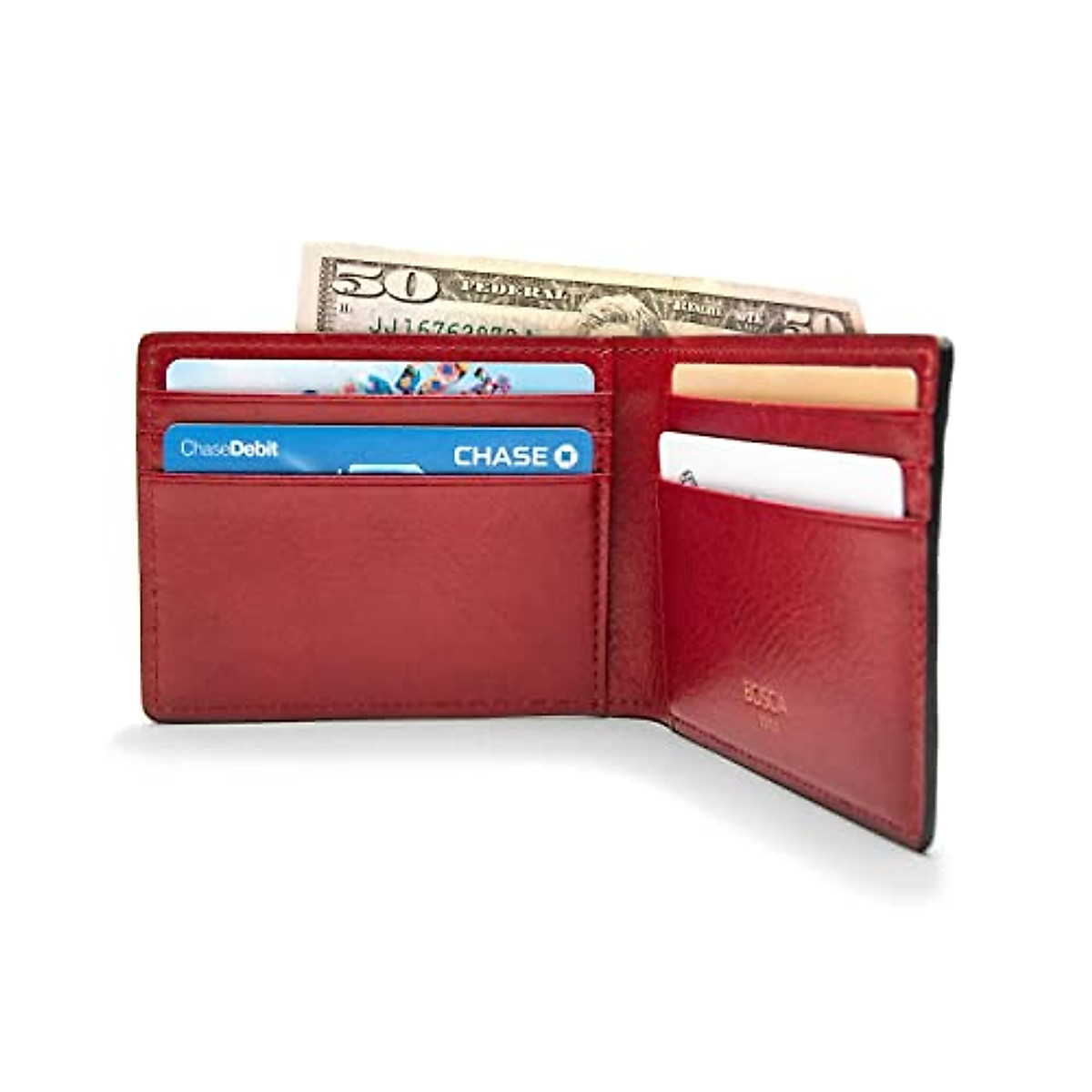Bosca Dolce Contrast - Small Bifold Wallet Dark Brown/Red One Size