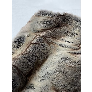 Eikei Luxury Faux Fur Throw Blanket Super Soft Oversized Thick Warm Afghan Reversible to Plush Velvet in Tan Grey Wolf, Cream Mink or Blush Chinchilla, Machine Washable (Chinchilla, 60Wx70L)
