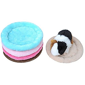 Houchu Mini Hamster House Guinea Pig Bed Soft Winter Guinea Pig Nest Cotton Warm Mat Small Animal Cage Sleeping Bed Pet Accessories(L,Pink)