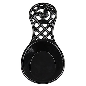 Linen Store Cast Iron Rooster Spoon Rest Kitchen Decor Utensils Holder Black