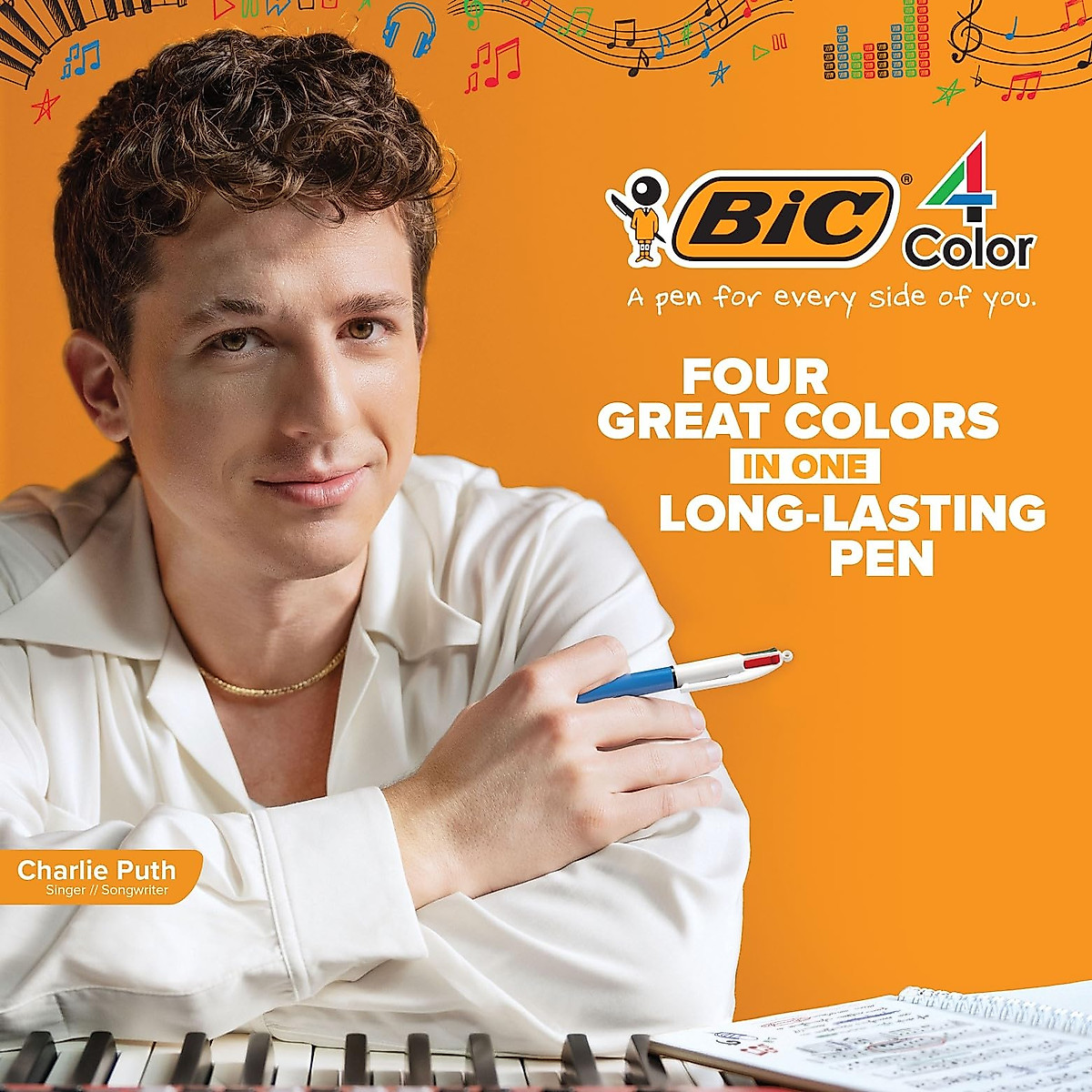 BIC Medium Point Ball Pen, 4 Colors, Assorted Ink, 1 per Pack