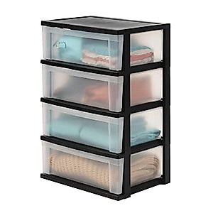 Tidy up Your Restroom with Our Space-Saving 4 Drawer Wide Plastic Stackable Storage Chest from The