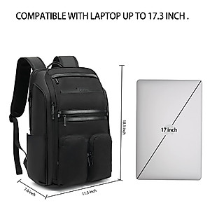 Laptop Backpack for Men & Women, Black Work Computer Backpack Fit up to 17.3 Inch Laptop with USB Charging Port Waterproof Backpacks Business Travel Back Pack College School Bookbag for Students