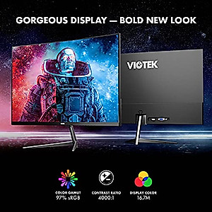 Viotek NBV24CB2 24-Inch Curved Monitor, 75 Hz Full-HD Frameless Monitor for Home, Office & Gaming | VGA, HDMI, 3.5mm | Adaptive Sync w/Superior Dead Pixel Policy + 3Yr Performance Promise