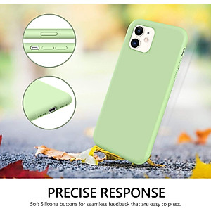 GUAGUA iPhone 11 Case Liquid Silicone Soft Gel Rubber Slim Lightweight Microfiber Lining Cushion Texture Cover Shockproof Protective Anti-Scratch Phone Case for iPhone 11 6.1-inch 2019 Matcha Green