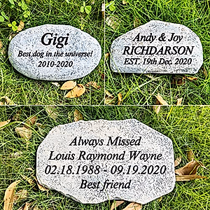 Zatanmulo Personalized Garden Stones Engraved with Any Message, Resin Simulated Fake Rocks, Laser Engraved Garden Welcome Stones, Memorial Stones, Outdoor Decorative Stones