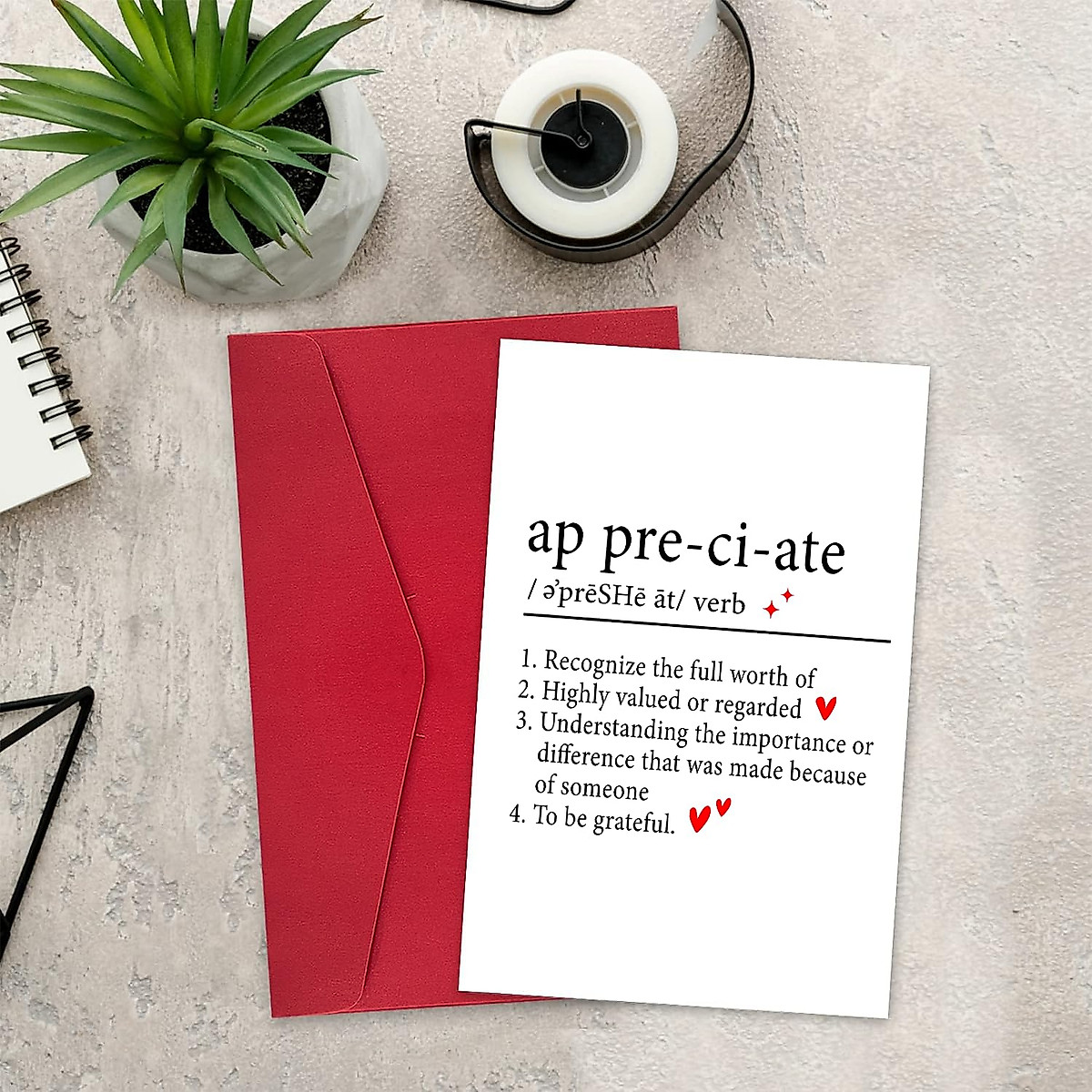 ONECHI Cute Appreciate Definition Card, Funny Thank You Card for Him Her, Lovely Thankful Greeting Card for Teacher Boss