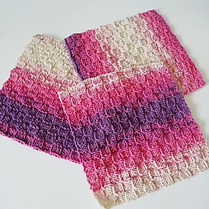 Cotton Dish Cloths Handmade Set of 3 Pink Crochet Kitchen Reusable Rags Wash Cloth Soft Cozy Ecology Mini Towels