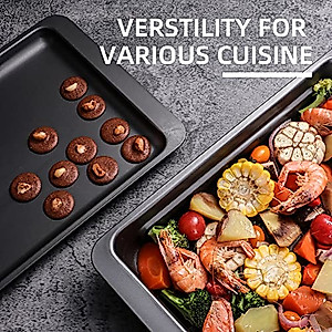 HONGBAKE Nonstick Baking Pans Set, Bakeware Sets of 6,Professional Baking Sheet Set for Loaf, Muffin, Cookie,Heavy-duty Carbon Steel - Grey