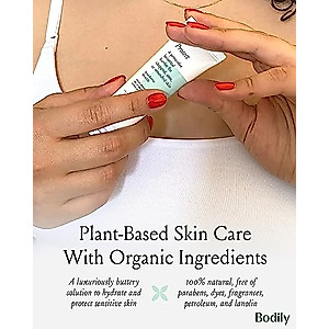 Bodily - Nip Duo Nipple Cream for Breastfeeding - 100% Natural - Lanolin Free Nipple Cream Set - Organic Nipple Butter to Hydrate and Protect Dry, Sore Skin - 2X 0.5oz