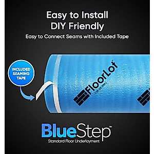 FLOORLOT BlueStep Underlayment with Moisture Barrier for Laminate and Wood Floors, (200 sq.ft Roll)