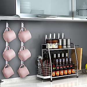 Tonxus 4 Sets Metal Coffee Mug Rack - Vertical Narrow Wall Mounted Large Cup Holder Kitchen Storage Display Organizer Hooks for Coffee Mugs,Tea Cups (WHITE)