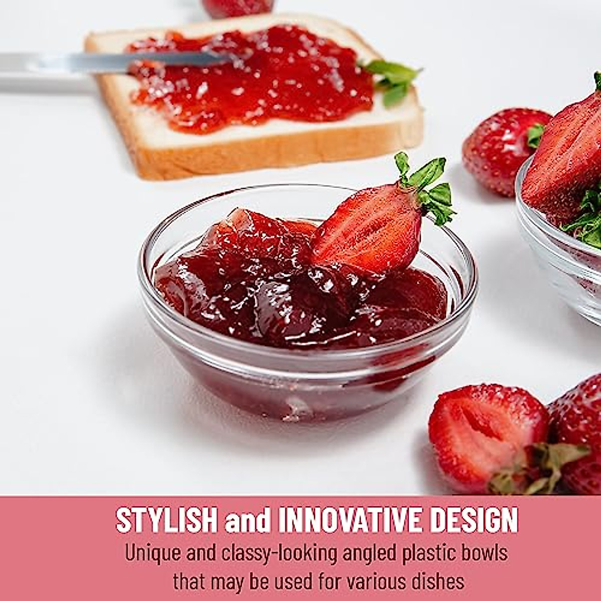 SQARR Mini Glass Prep Pinch Bowls - Set of 15, 3.5 inch 4 oz Clear Glass Bowls for Condiments, Small Glass Bowls, and Pinch Bowls