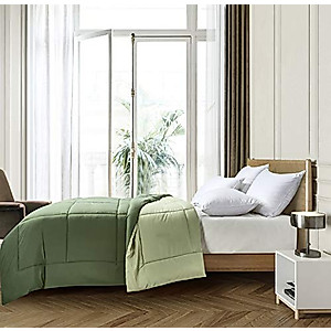 Blue Ridge Home Fashions Two-Tone Reversible Microfiber Down Alternative All Season Comforter-Hypoallergenic Polyester Fill, Twin, Olive/Sage