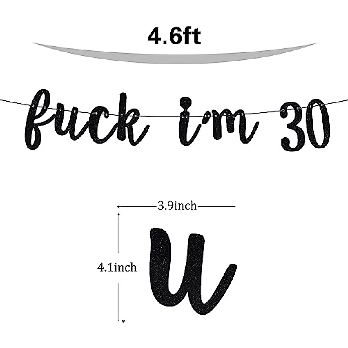 Black Glitter Fuck I'm 30 Banner, Cheers to 30 Years/Holy Shit You're 30/Happy 30th Birthday/Rip Twenties, 30th Birthday Party Decorations