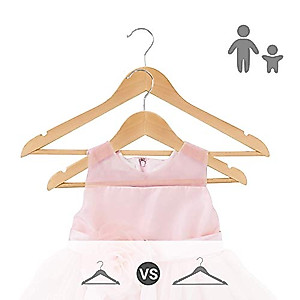 SONGMICS Kid’s Coat Hangers and Pants Hangers Bundle, 20-Pack Solid Wood Hangers with Shoulder Notches, 12-Pack Pants Hangers with Adjustable Clips, Natural UCRW06NL and UCRW008-12