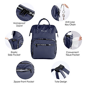 BesyPro Baby Diaper Bag Backpack Waterproof Travel Back Pack Maternity Nappy Changing Bags with Changing Pad Insulated Pockets,Navy Blue