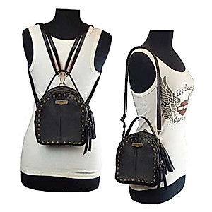 Harley-Davidson Women's Midnight Rider Leather Convertible Backpack - Black
