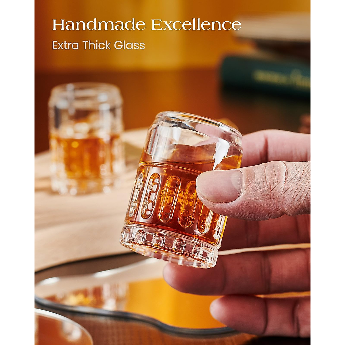 Kollea Set of 4 Shot Glasses, Flash Hider Shaped Shot Glass Set with Heavy Base, Whiskey Shot Cups for Tequila, Vodka, Spirits, Bourbon