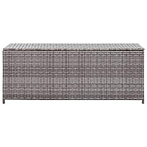 loibinfen Patio Storage Box Gray 59.1"x19.7"x23.6" Poly Rattan Patio Garden Outdoor Storage Container for Toys, Furniture Deck box (Weight:31.75 lbs)