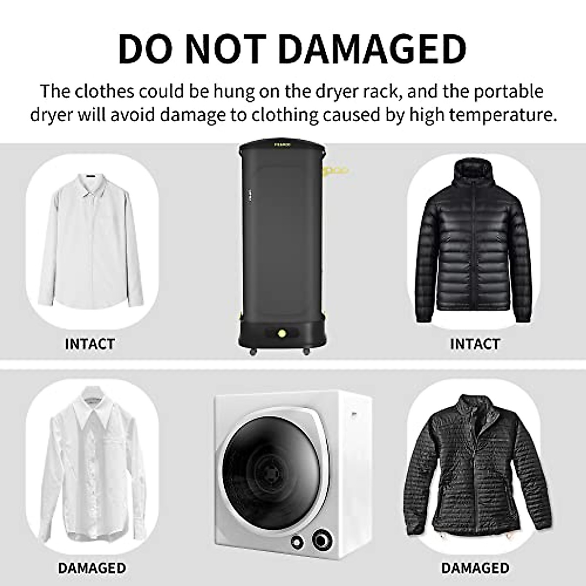 Fieemoo Portable Dryer, Electric Foldable Clothes Dryer with 3 Drying Mode & Intelligent Timer, 110V 1350W Standing Garment Steamer for Clothes with Aroma Function, Fast Drying & Low Noise for Apartments RVs Travel
