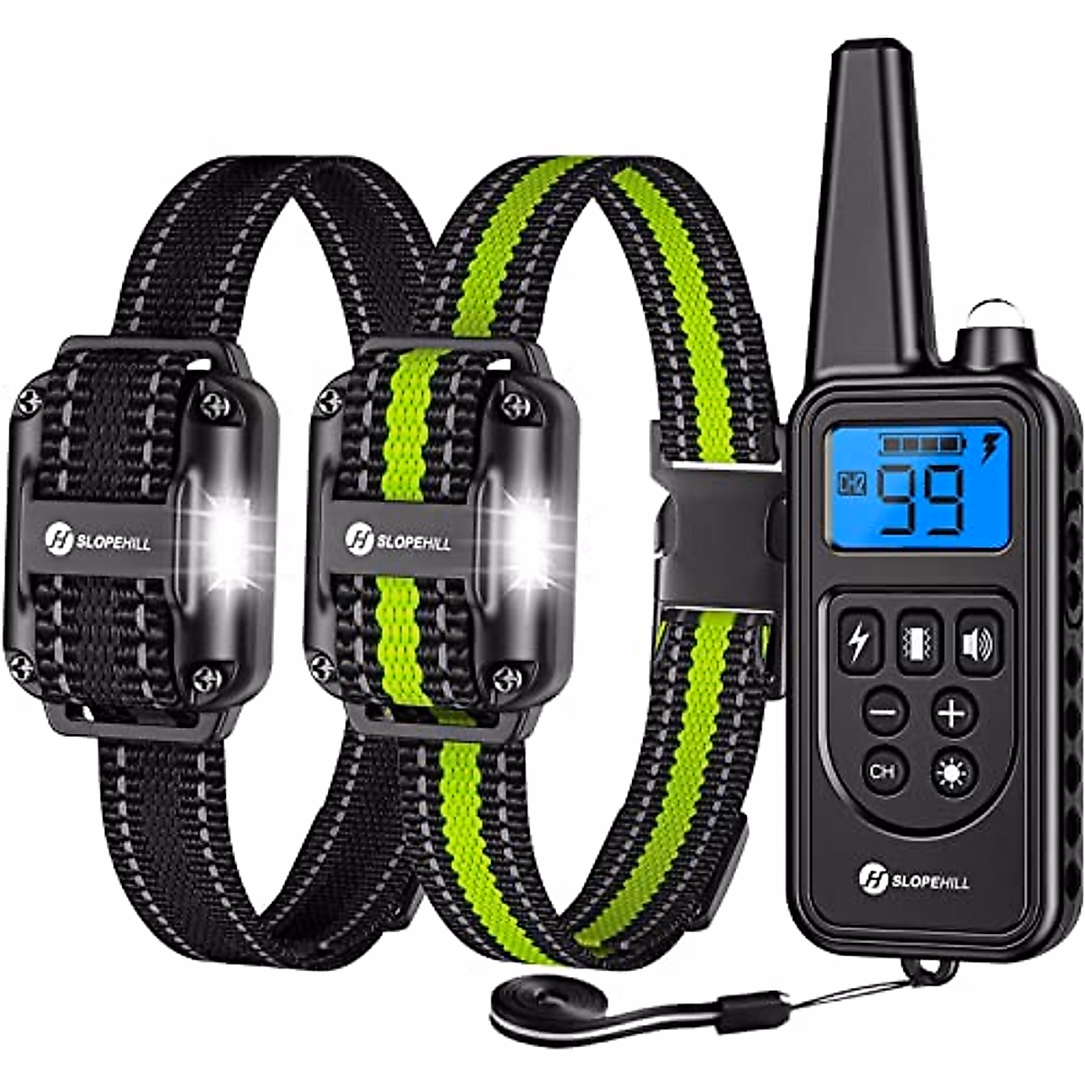 Dog Training Collar with 7 Training Modes, 2600Ft Remote Electronic Dog Shock Collar, Electric Shock Collar for Small Medium Large Dogs (Black Green)
