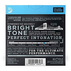 D'Addario Guitar Strings - XL Nickel Electric Guitar Strings - EXL110-3D - Perfect Intonation, Consistent Feel, Reliable Durability - For 6 String Guitars - 10-46 Regular Light, 3-Pack