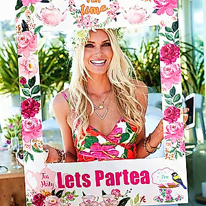JeVenis Lets Partea Photo Booth Frame Partea Time Party Supplies Tea Party Supplies Lets Partea Photo Booth Props Tea Party Photo Props Tea Theme Bridal Shower Birthday Party Supplies