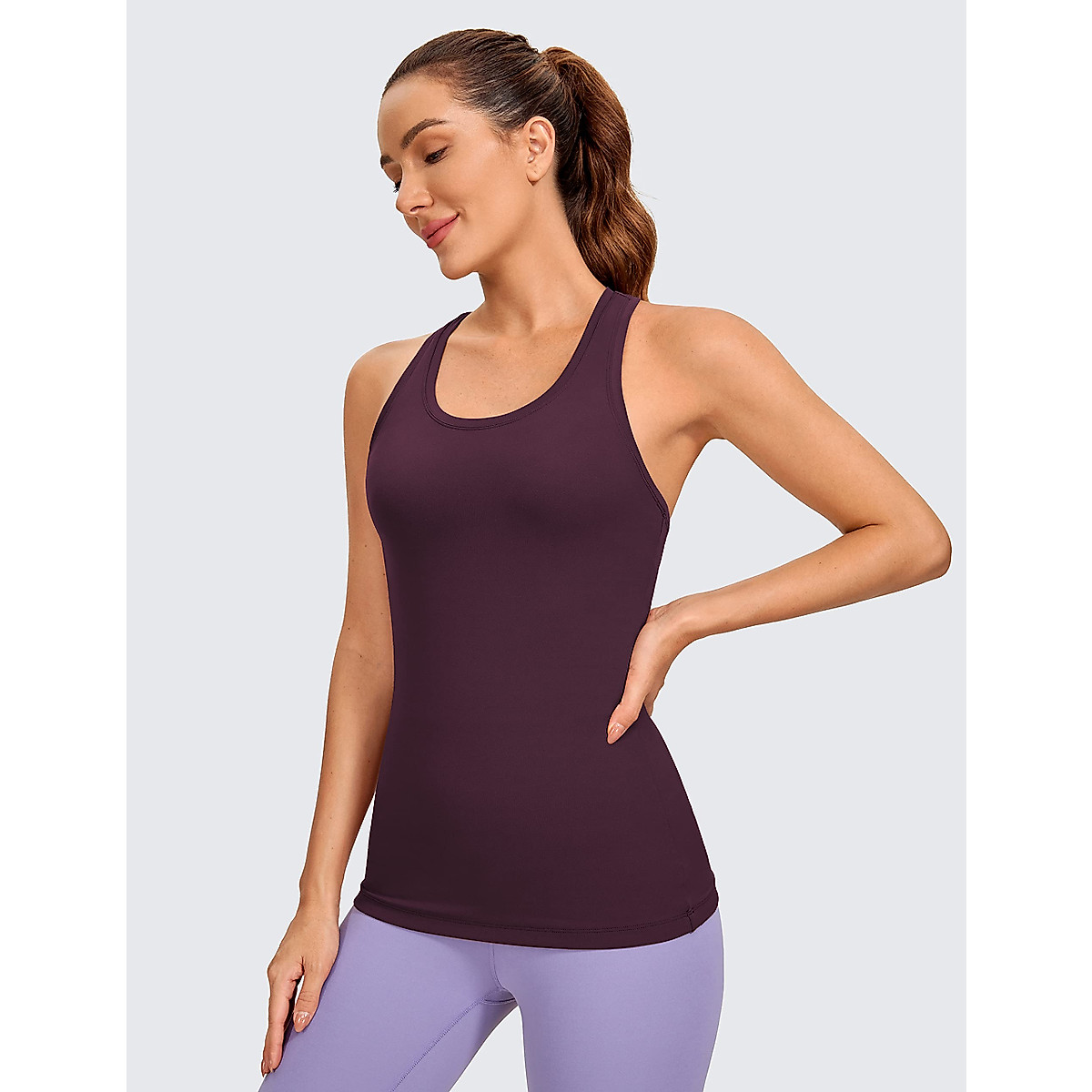 CRZ YOGA Women's Butterluxe Workout Tank Tops Racerback Tank Yoga Sleeveless Top Camisole Athletic Gym Shirt Deep Purple Medium