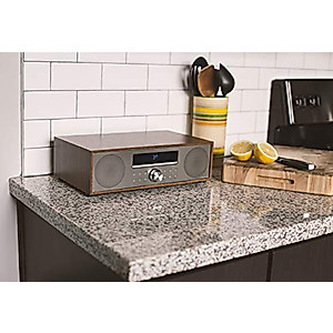 Crosley CR3501A-WA Fleetwood Bluetooth FM Clock Radio and CD Player, Walnut