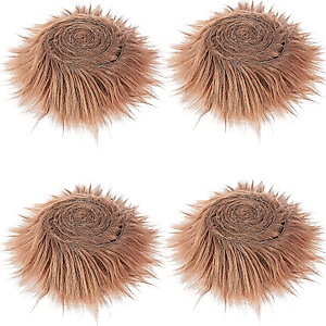 GORGECRAFT Shaggy Plush Faux Fur Fabric Precut Strips 2x240inch Fluffy Fuzz Craft Sewing Fur Cuts for DIY Halloween Christmas Winter Costume Gnome Beard Hair Cosplay Dwarf Decoration Coconut Brown