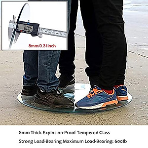 Round Lazy Susan Turntable Organizer for Table, Kitchen Tabletop Rotating Tray Tempered Glass Non-Skid Serving Plate, with Aluminum Base, Silent Smooth, Thick: 8mm, Diameter is 19"~39" (Size : 50cm/1