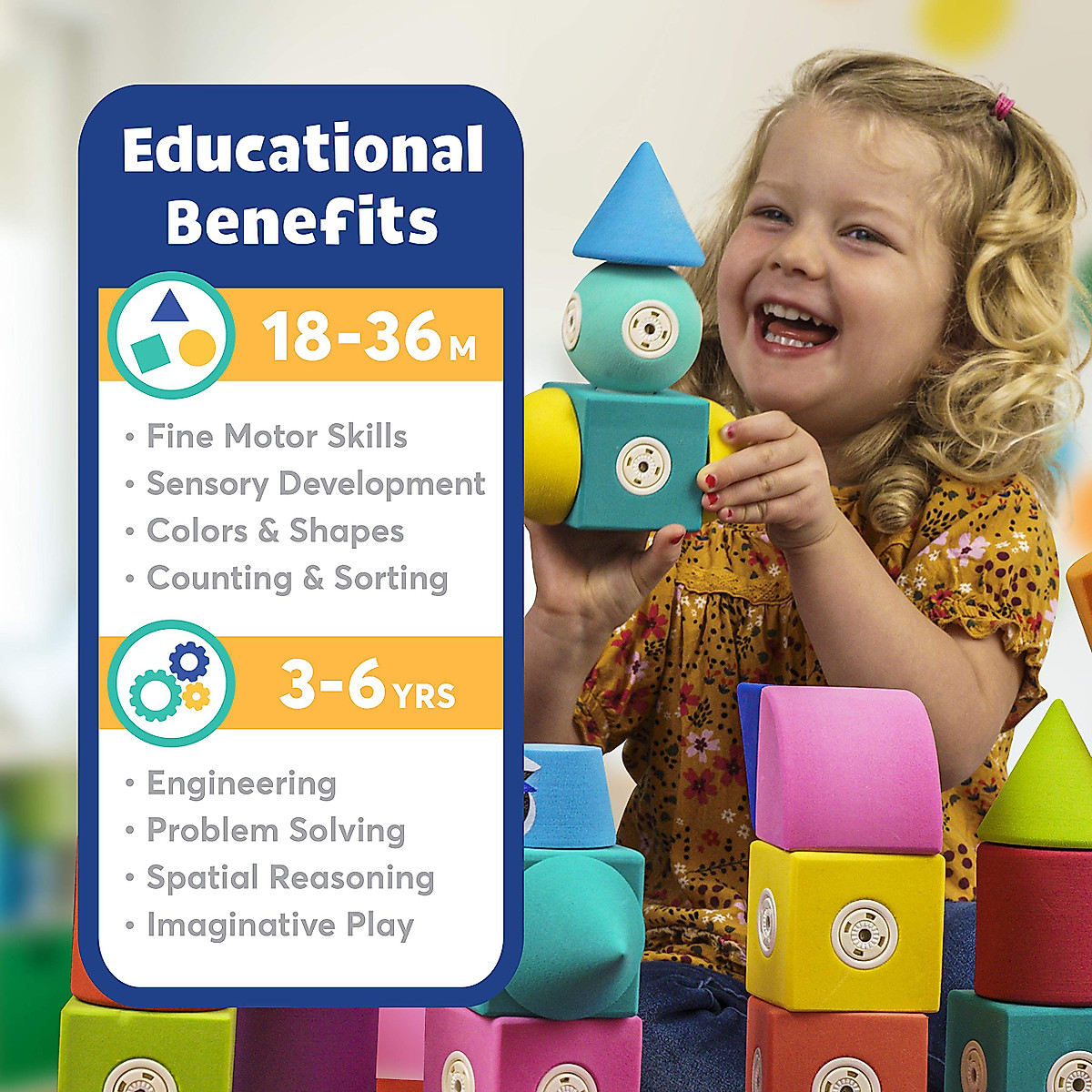 Blockaroo Magnetic Foam Blocks – STEM Preschool Toys for Children, Toddlers, Boys and Girls, The Ultimate Bath Toy – Critter Set, Bath Building Blocks, Engineering Toys for Kids 3-6