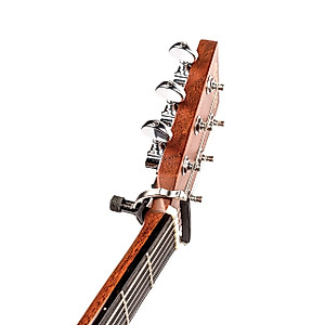 D'Addario Guitar Capo for Acoustic Guitar - Cradle Style Acoustic Guitar Capo - Creates Even Tension - Self Centering Capo Creates Even Tension - Stainless Steel,Silver