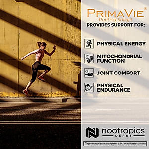 Nootropics Depot PrimaVie Shilajit Capsules | 250mg | 90 Count | Purified Extract | Ayurvedic Herb | Supports Mitochondrial Function + Boosts Endurance