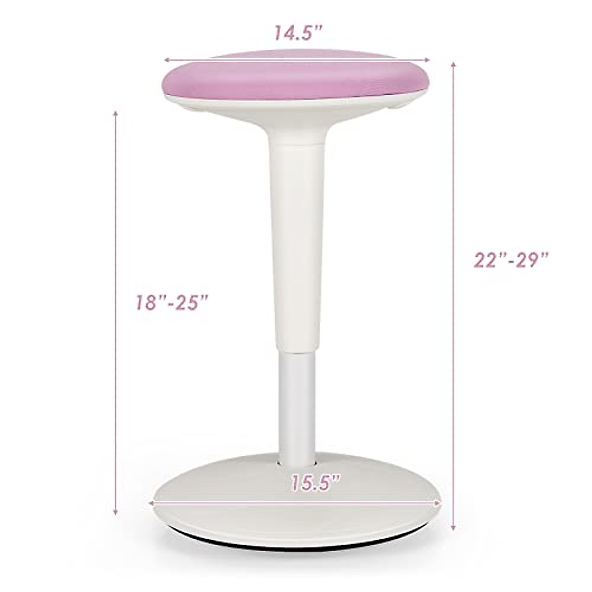 Giantex Wobble Stool Height-Adjustable Standing Desk Stool W/ Swivel, Tilt Motion, Premium Airlift, Wiggle Chair for Flexible Seating, for Junior, Home, Office, School Active Chair (Pink+White)