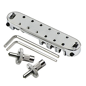 Abr-1 Style Tune-o-matic Bridge Tailpiece Roller Saddle Bridge for Gibson Les Paul Gear Replacement (Chrome)