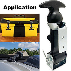Ganlandy Elastic Rubber Hood Catch, Flexible T-Handle Hasp, Rubber Flexible Draw Latches with Brackets for Tool Box, Vehicle Engine, Hood, Golf Cart